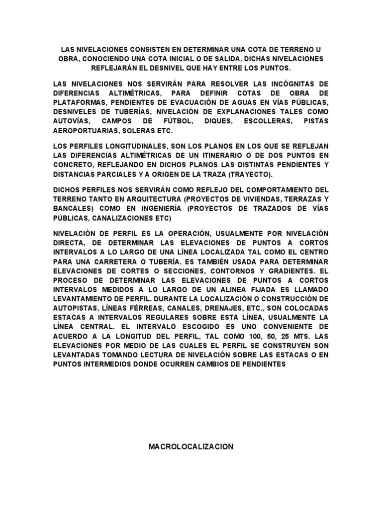 Practica 9 Nivelacion de Perfil y Secciones Transversales SUBIR | PDF