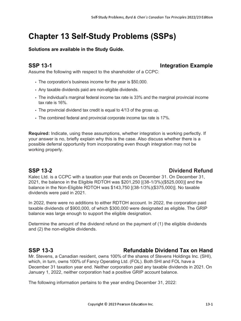 ByrdChen2022 Ch13 SSP | PDF | Dividend | Taxes