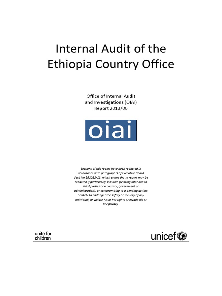 2013 OIAI Internal Audit Report Ethiopia Country Office | PDF | Audit ...