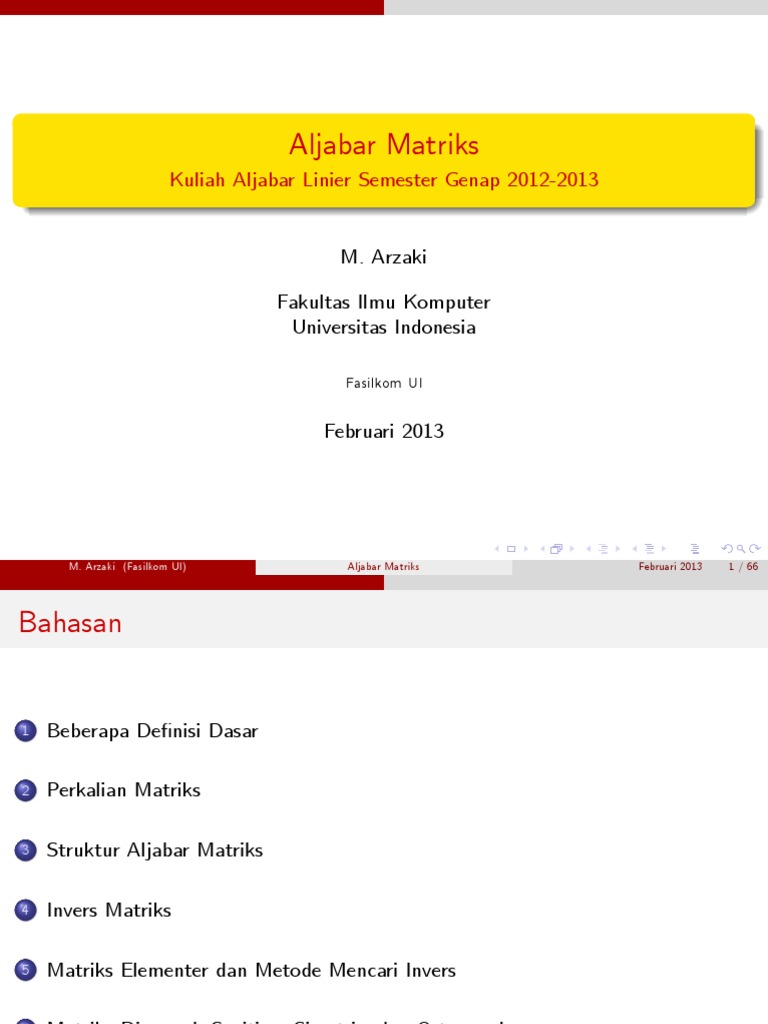 Aljabar Matriks | PDF