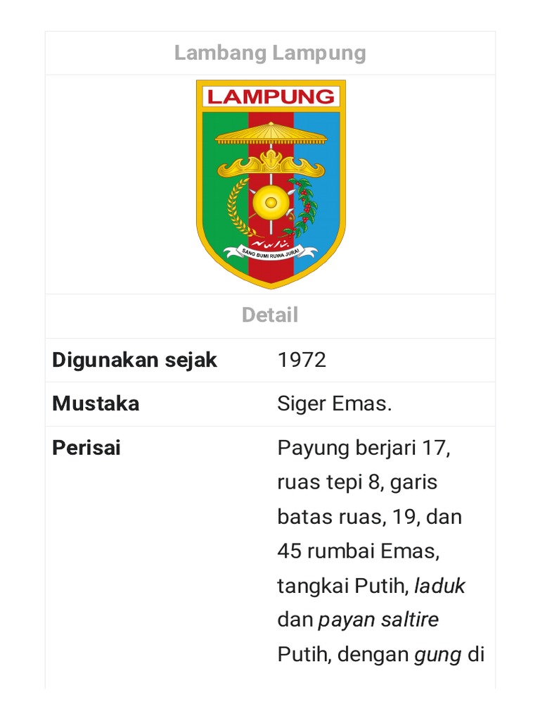 Lambang Lampung - Wikipedia Bahasa Indonesia, Ensiklopedia Bebas (1) | PDF