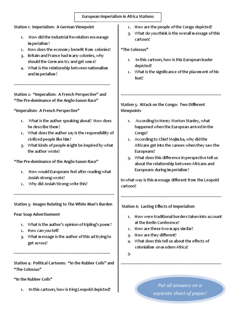 Put All Answers On A Separate Sheet of Paper! | PDF