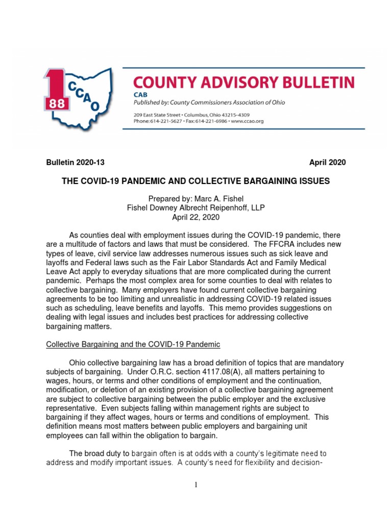 County Advisory Bulletin COVID 19 Pandemic and Collective Bargaining ...