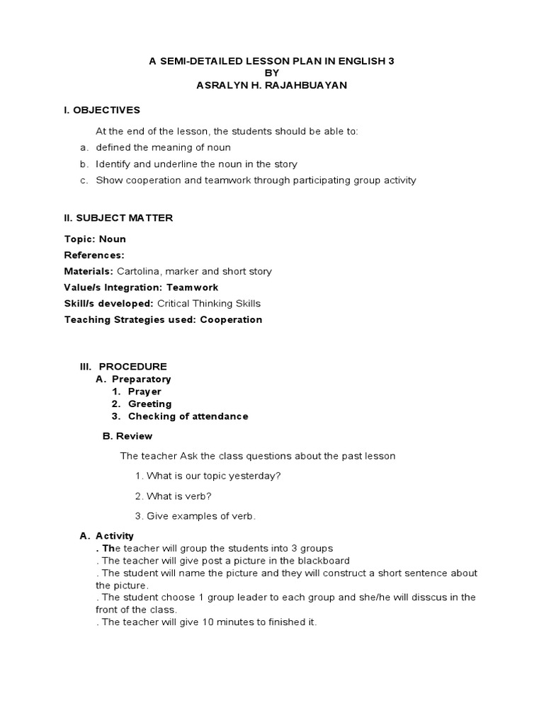 LP Noun (1) Final | PDF | Teachers | Noun