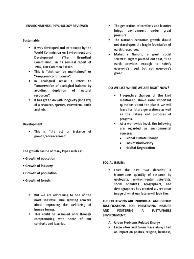 Environmental Psychology and Sustainability | PDF