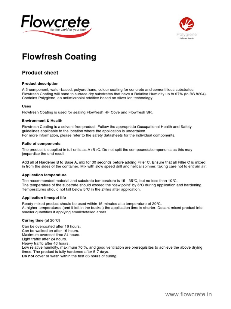 Flowfresh Coating | PDF | Concrete | Coating