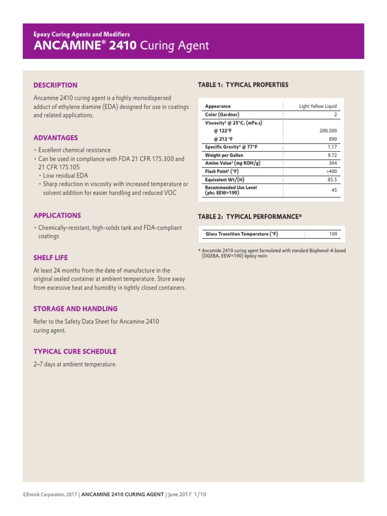 Evonik-Ancamine 2410 | PDF | Epoxy | Molecules