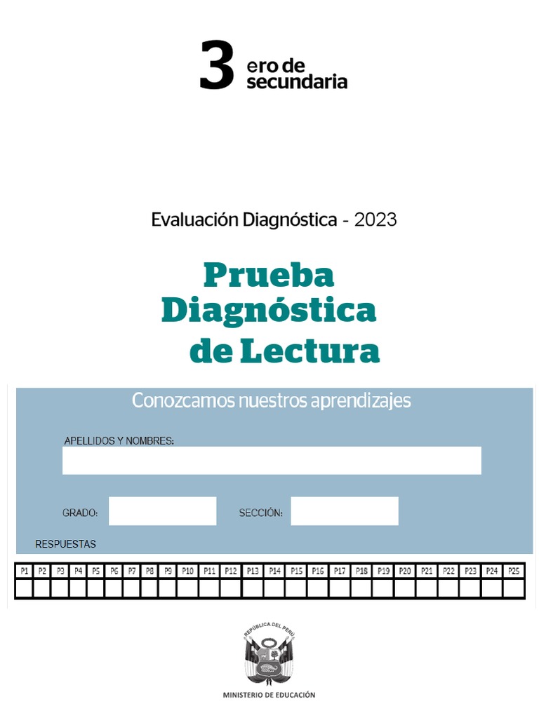 Prueba Diagnostica Lectura-3ro | PDF | Ácido Graso Omega 3 | Alimentos