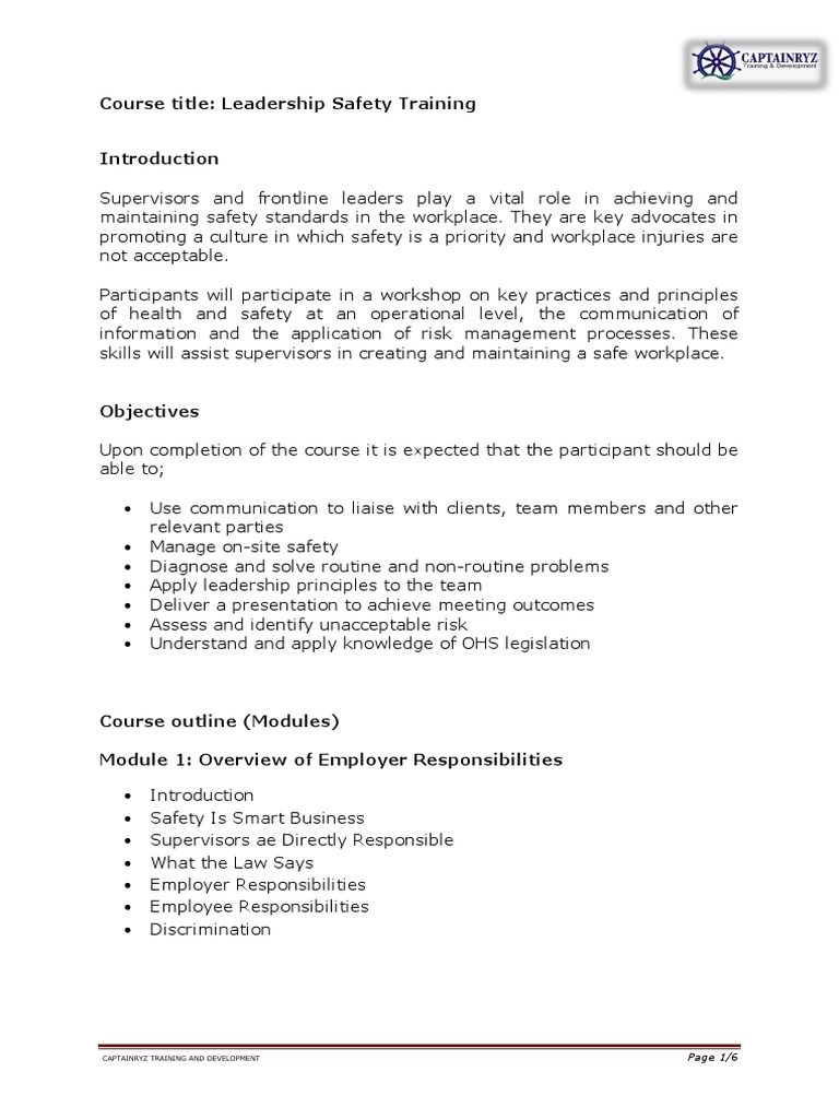 Leadership Safety Training | PDF | Occupational Safety And Health | Safety