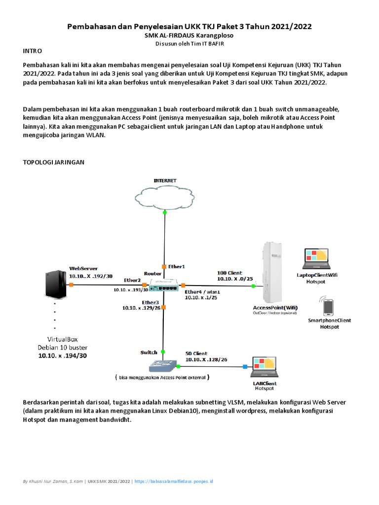 Pembahasan Dan Penyelesaian UKK TKJ Paket 3 Tahun 2021/2022: SMK AL-FIRDAUS Karangploso | PDF ...