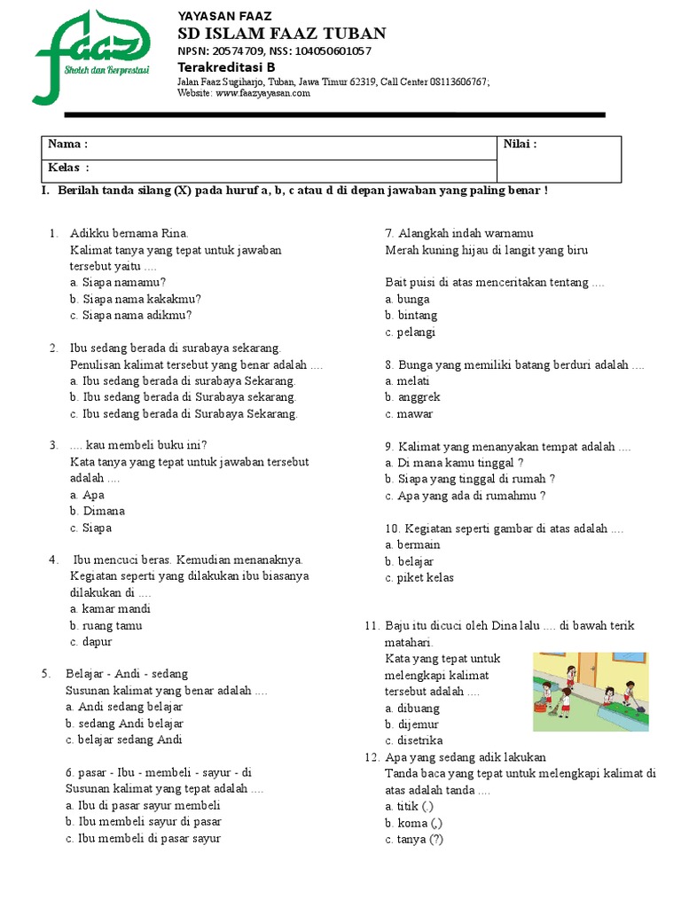 contoh soal sumatif bahasa indonesia kelas 2 Kumer | PDF