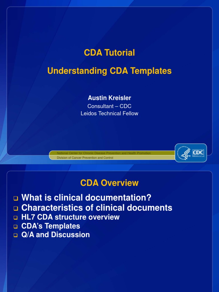 CDA Understanding Templates Presentation Slides | PDF | Xml | Data Type