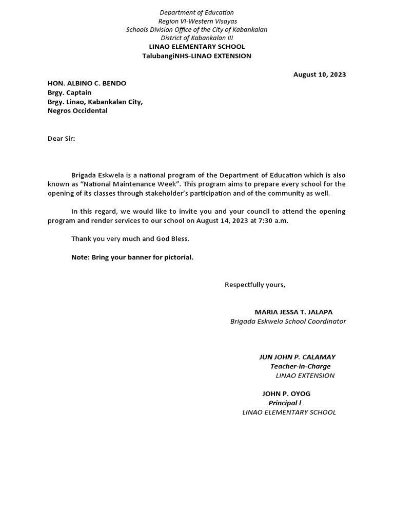 Be Invitation Letter 1 | PDF | Government | Philippines