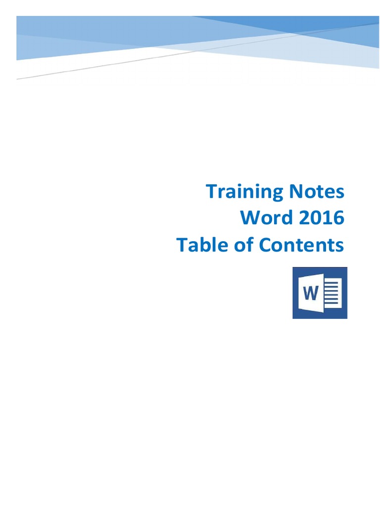 Word 2016 - Table of Contents New | Download Free PDF | Hyperlink ...