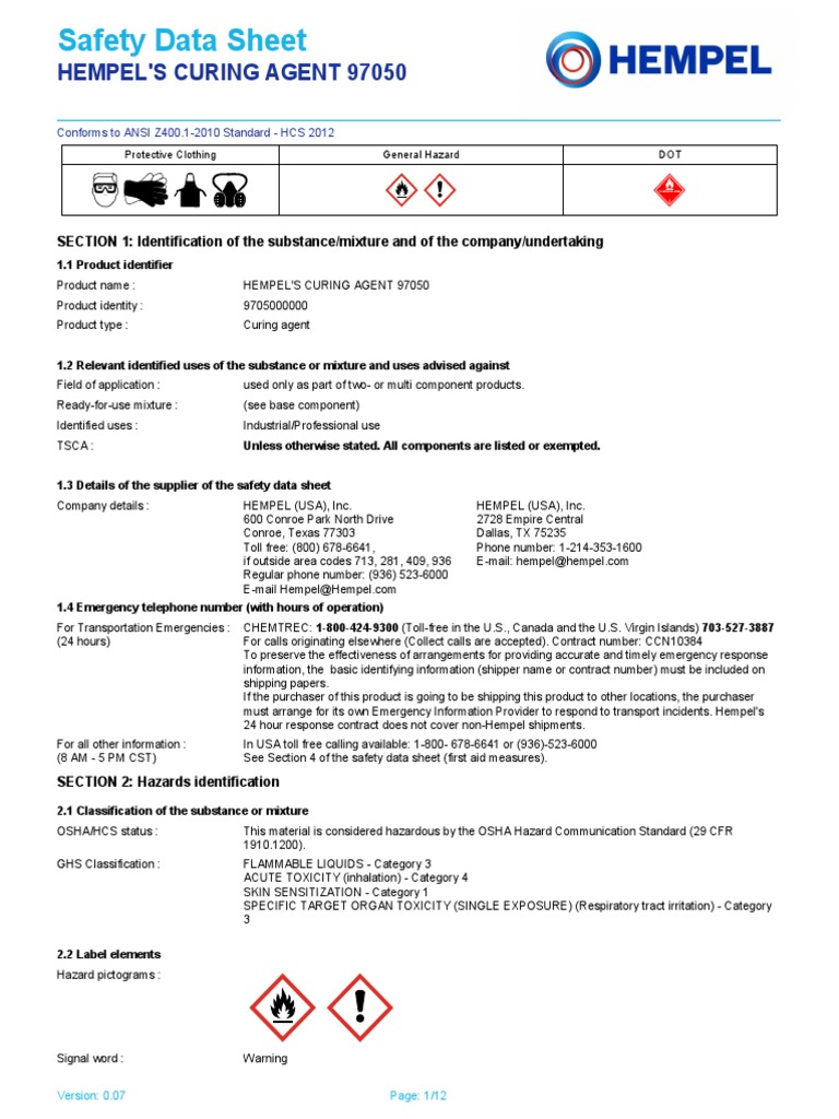 MSDS - 97050 - 55610 Curing Agent | PDF | Toxicity | Waste