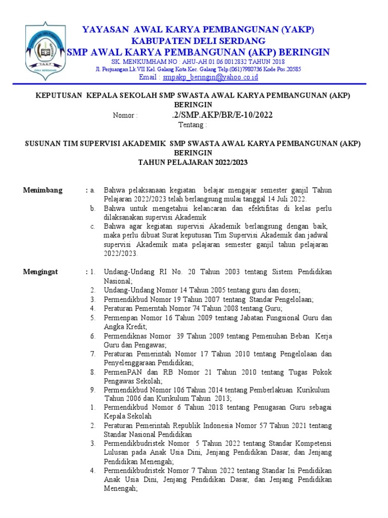 SK Supervisi | PDF