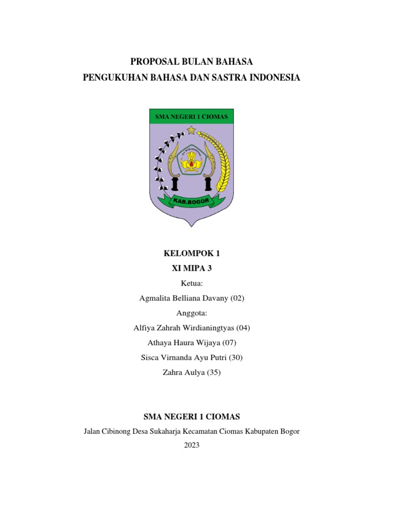 Proposal Bulan Bahasa 2023 SMAN 1 Ciomas | PDF | Karier & Perkembangan ...