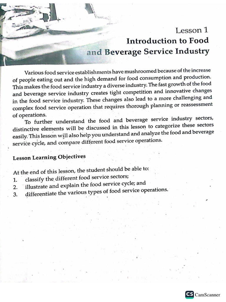 Introduction To Food and Beverage Service Industry | PDF