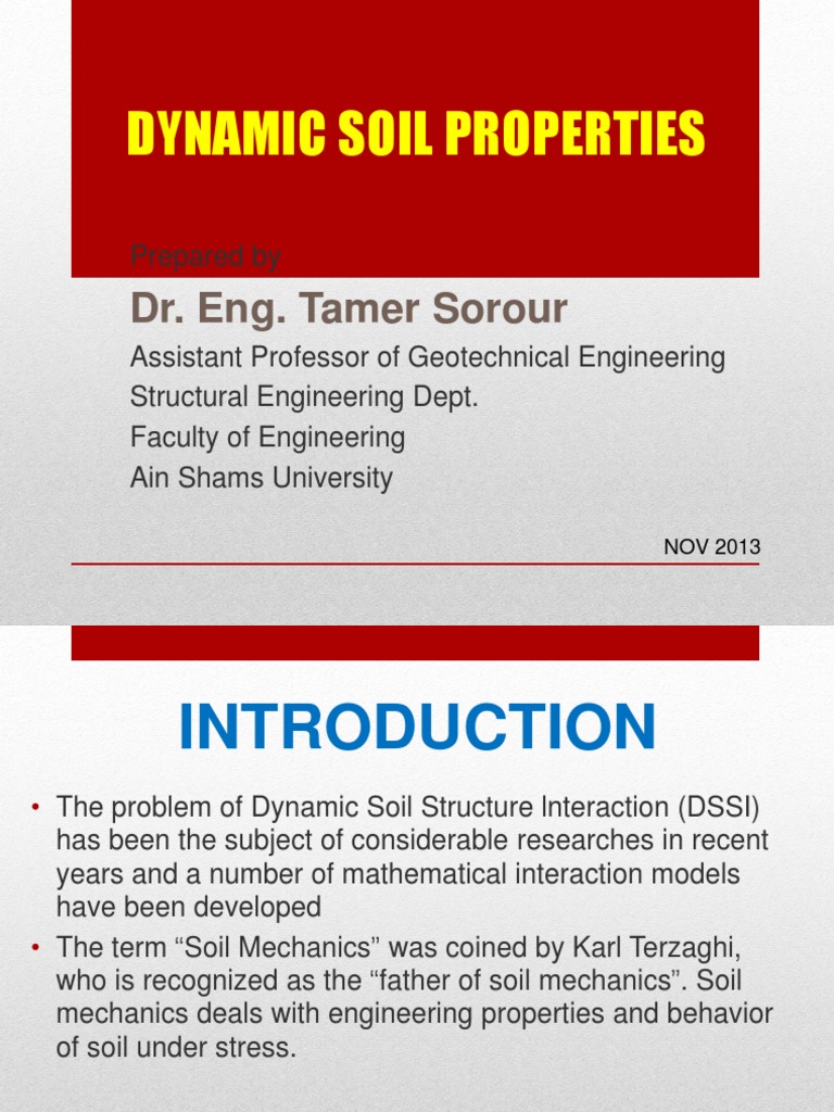 Dynamic Soil Properties Presentation | PDF | Young's Modulus ...