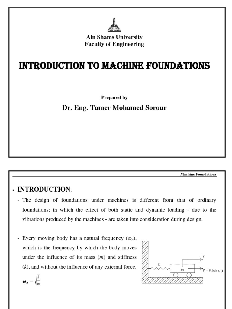 Machine Foundation Presentation | PDF | Foundation (Engineering) | Machines