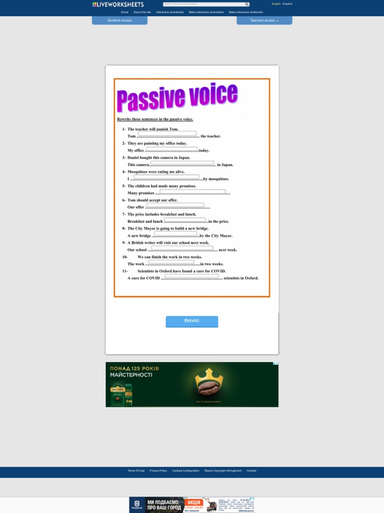 Passive Voice - Mixed Tenses Worksheet | PDF
