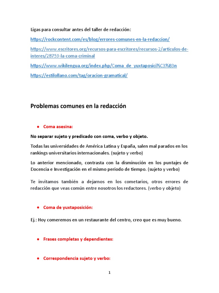 Ejercicios de Redacción. Errores Comunes. | PDF | Multiculturalismo | Interculturalidad