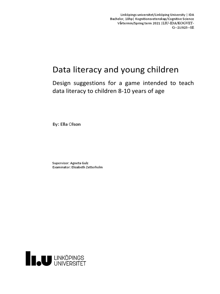 A Game To Teach Data Literacy To Children | PDF