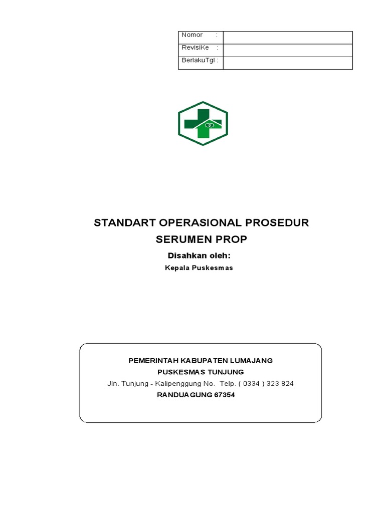 SOP Penatalaksanaan Serumen Prop | PDF | Pengembangan Diri | Sains ...