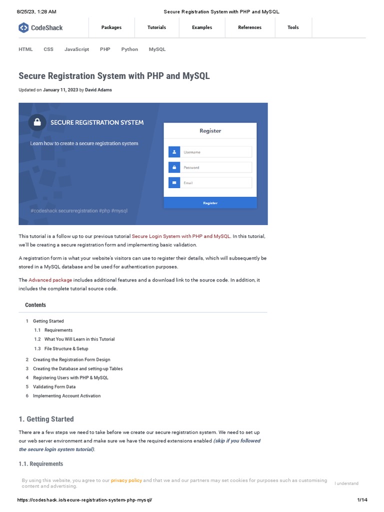 Secure Registration System With PHP and MySQL 07069564369 | PDF