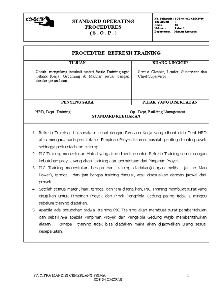 03.sop Refresh Training | PDF