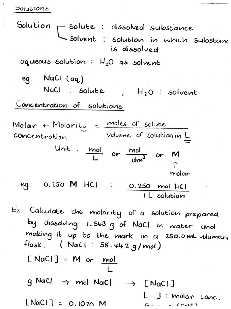 Scanned Slides CH 4 Solution Conc and Prep of Solns | PDF