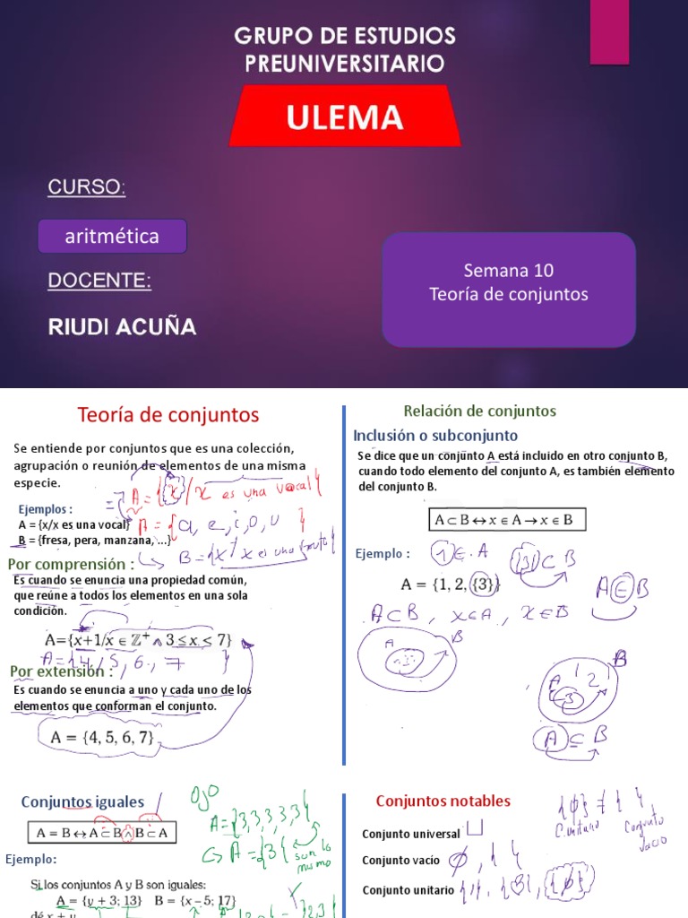 Aritmética de Conjuntos en Álgebra | PDF | Conjunto (Matemáticas ...