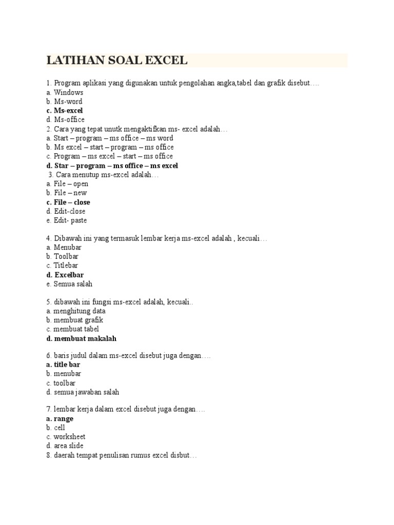 Latihan Soal Excel | PDF