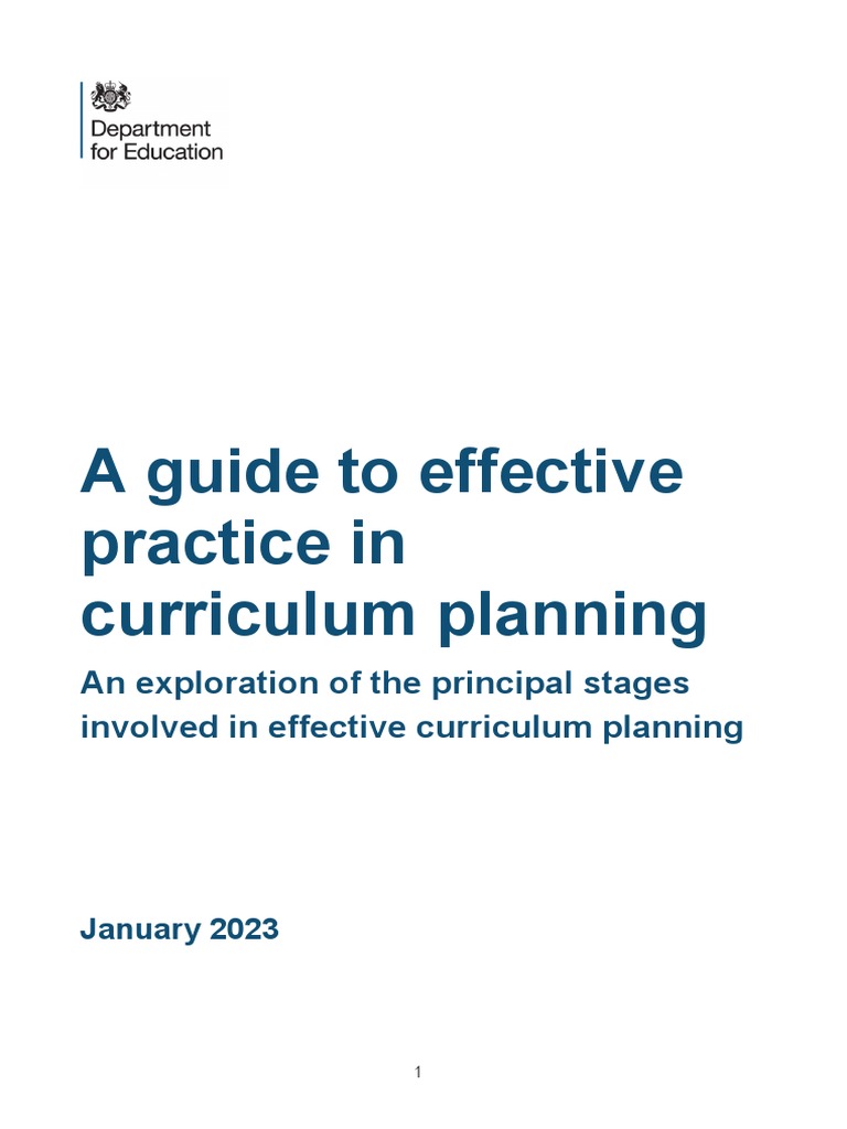 A Guide To Effective Practice in Curriculum Planning January 2023 | PDF ...