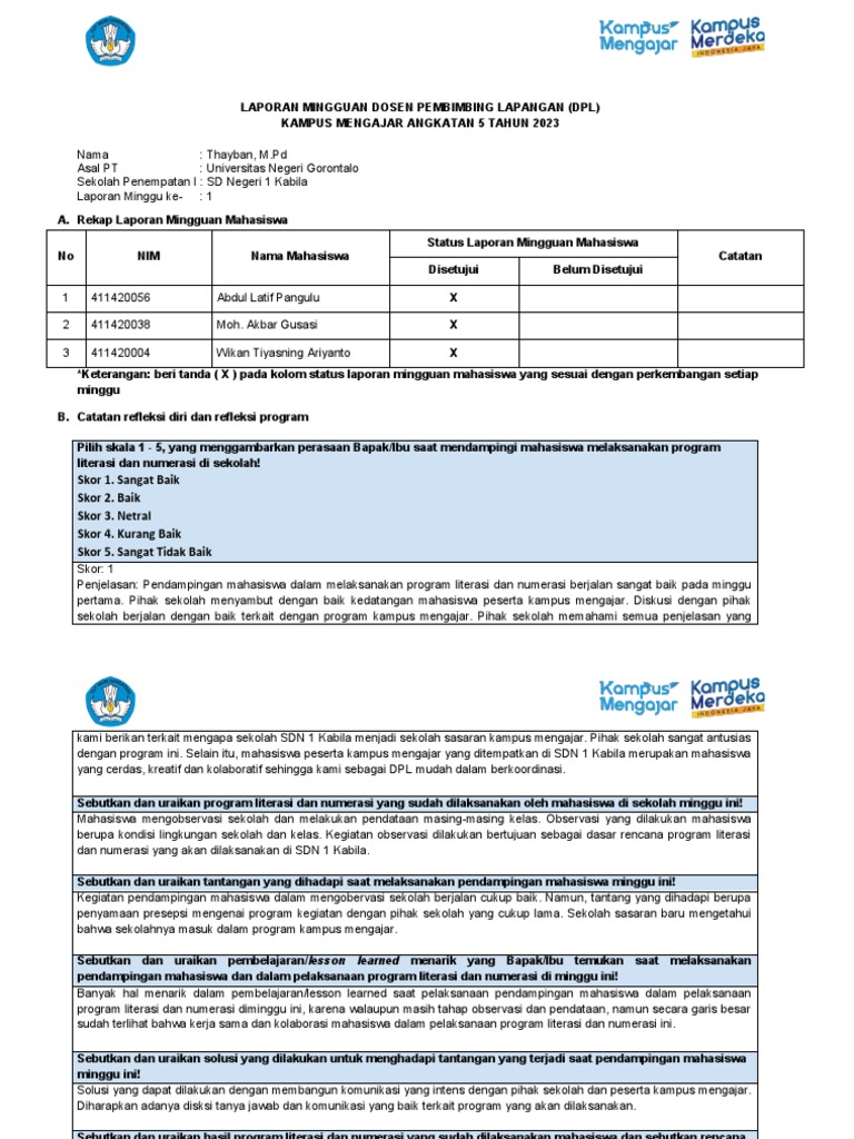 Laporan Minggu 1 DPL 1 | PDF
