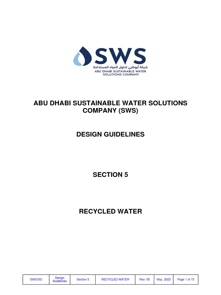 SWS Recycled Water Design Guidelines | PDF | Reclaimed Water | Sewage ...