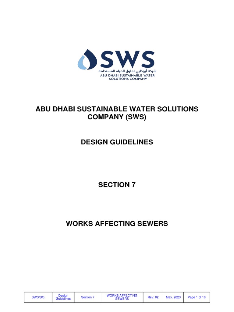 07-DG-Section 7 Works Affecting Sewers-Version 2.0 | PDF | Sewerage ...