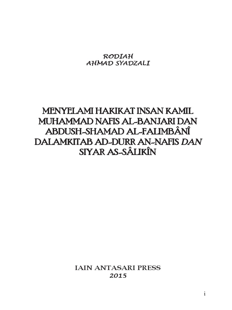 Menyelami Hakikat Insan Kamil Muhammad Nafis Al-Banjari Dan Abdush ...