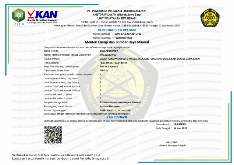 Sertifikasi SLO F22D500931428 DA9 | PDF