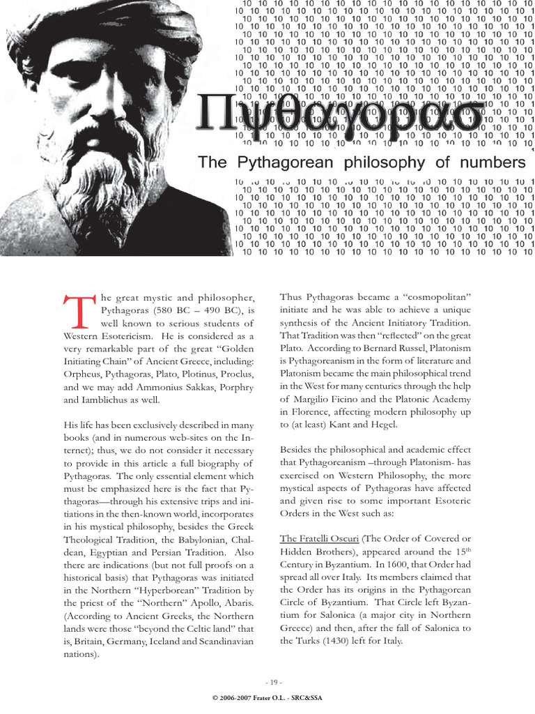 The Pythagoeran Philosophy of Numbers - Sodalitas Rosae+Crucis ... - 1 | PDF | Pythagoras | Plato