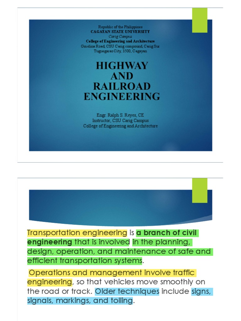 Unit+1 +Highway+&+Railroad+Engineering+PDF | PDF | Transport | Traffic