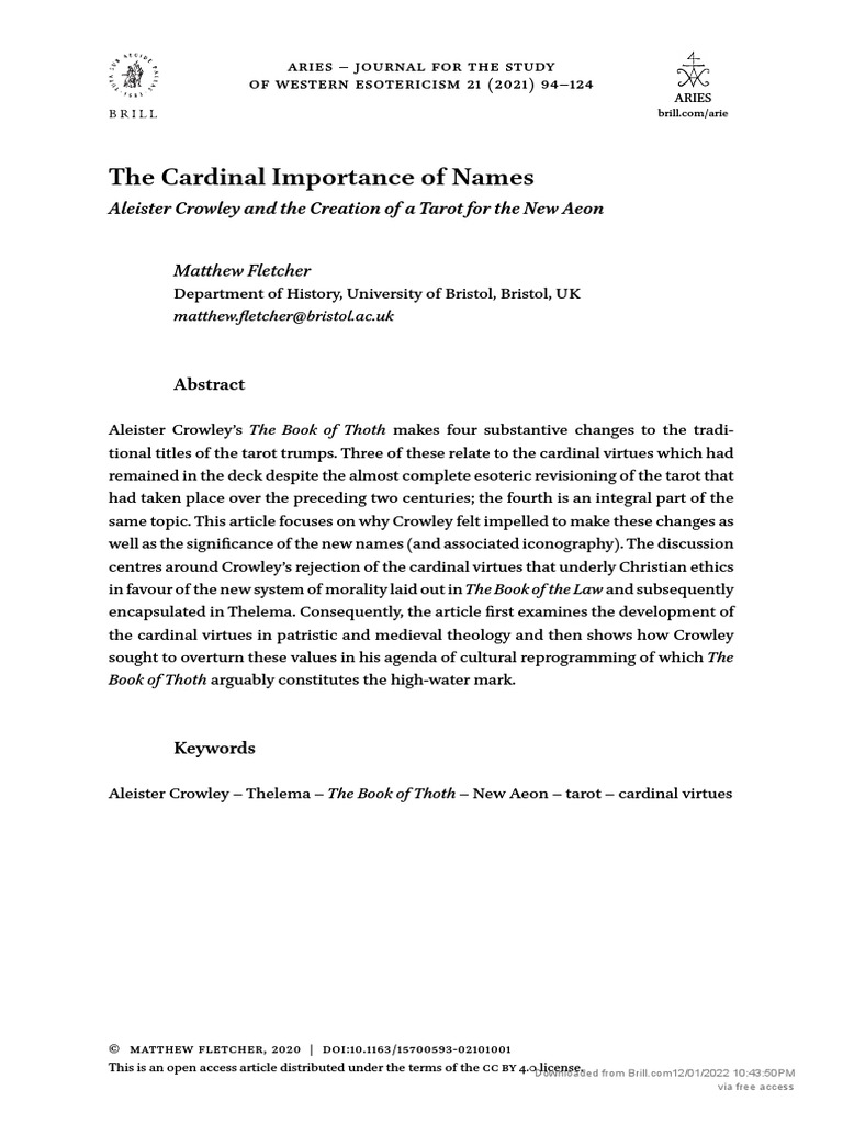The Cardinal Importance of Names-Aleister Crowley and The Creation of A ...