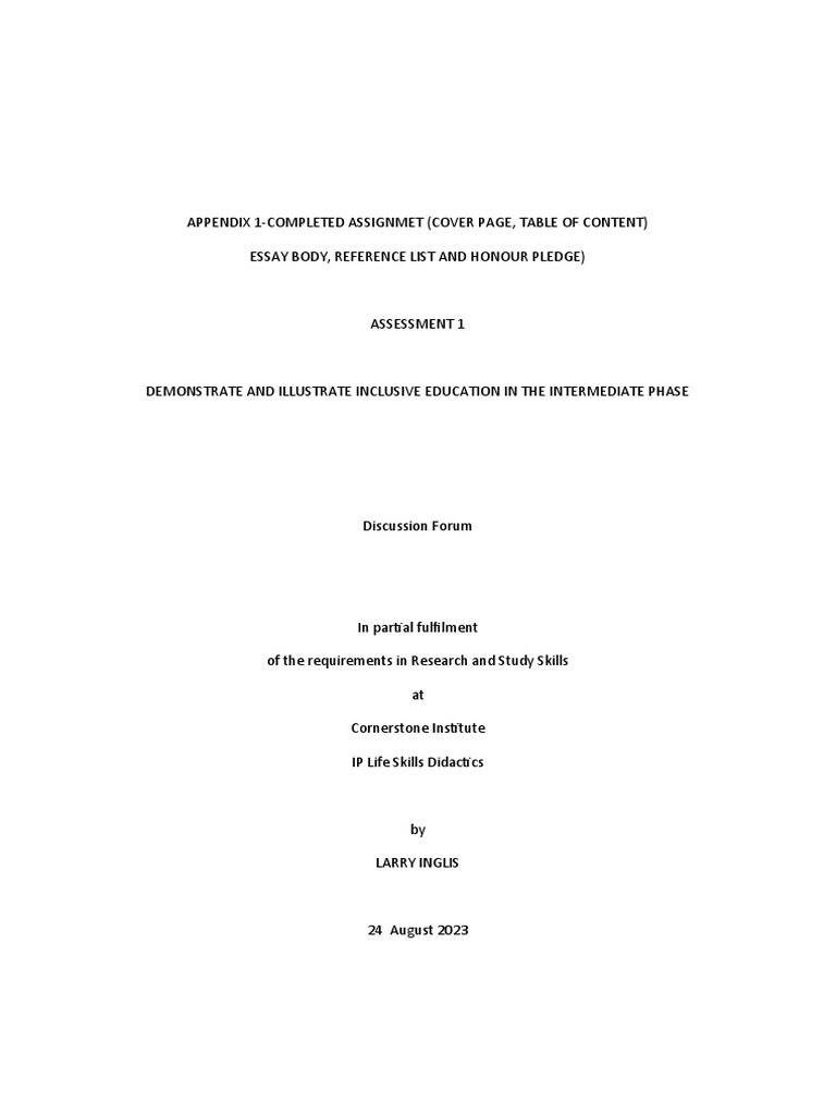 Inglis. L 64067 Life Skills Assignment 1 | PDF | Learning | Teachers Inglis. L 64067 Life Skills Assignment 1 | PDF | Learning | Teachers