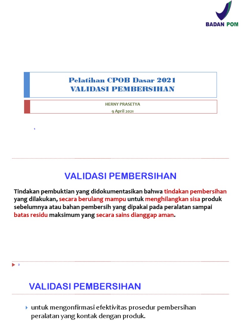 Validasi Pembersihan | PDF