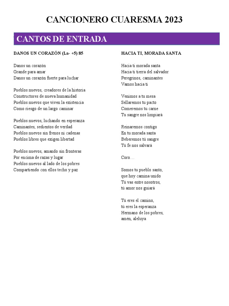 Cancionero Cuaresma 2023 | PDF | eucaristía | Cristo (título)