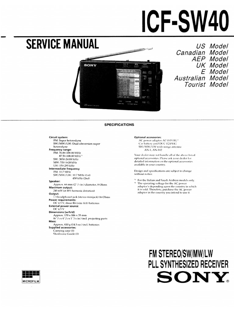 Sony Icf Sw40 | PDF | Design