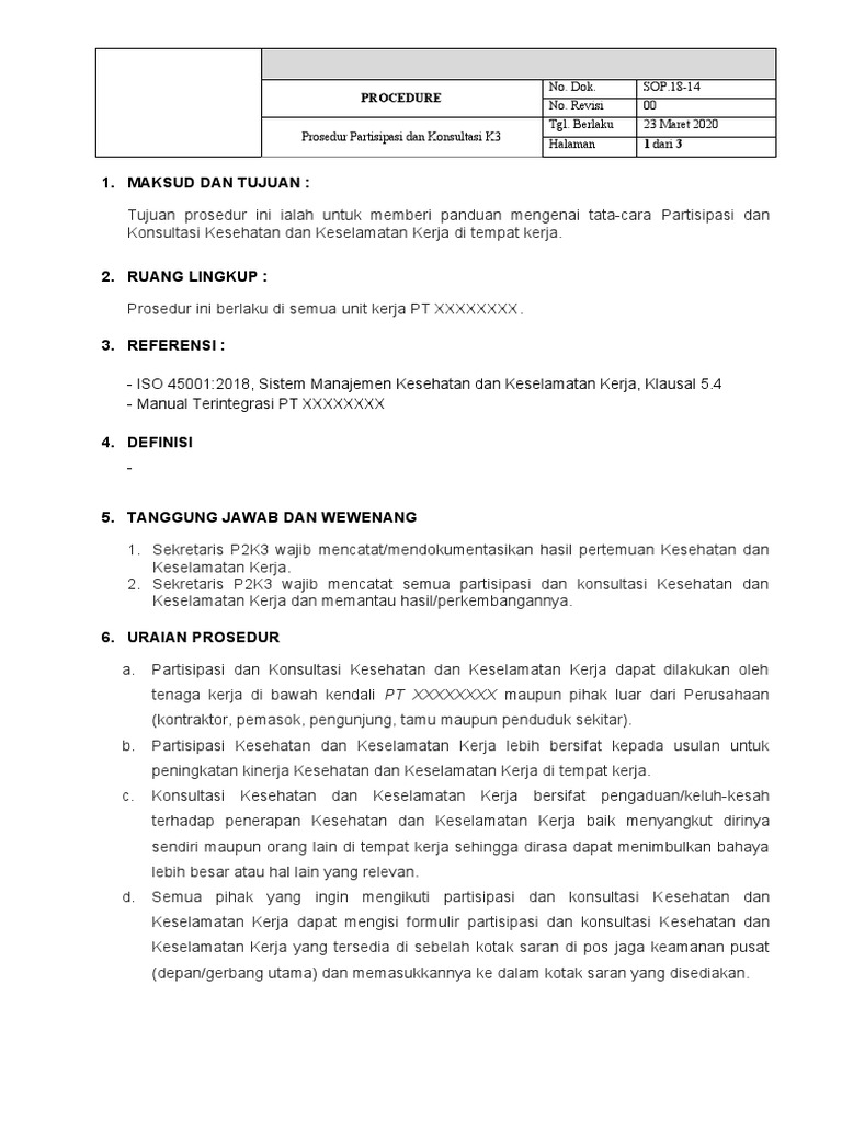 Prosedur Partisipasi Dan Konsultasi k3 | PDF Prosedur Partisipasi Dan Konsultasi k3 | PDF