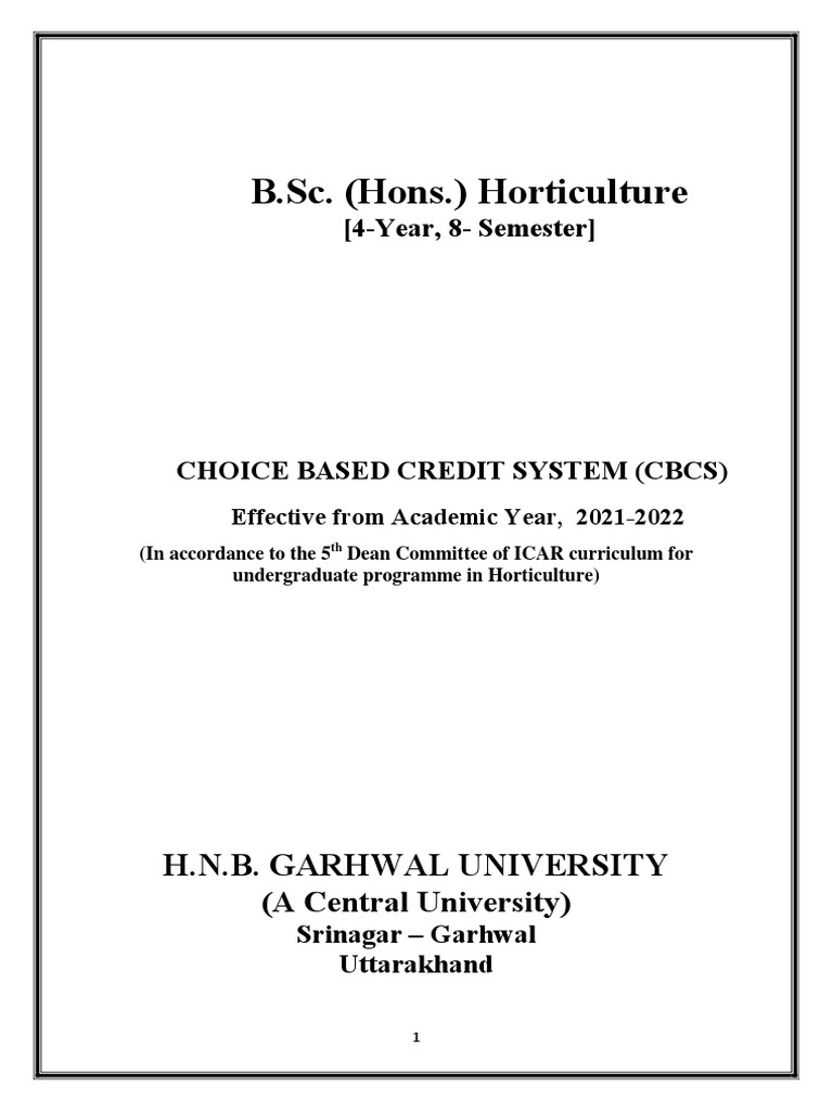 New Syllabus B.SC - (Hons.) Horticulture 2021-2022 | PDF
