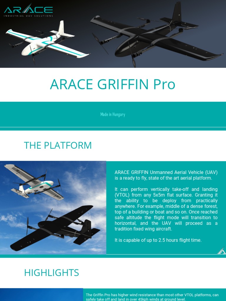 Arace Griffin Pro Brochure | PDF | Unmanned Aerial Vehicle | Camera
