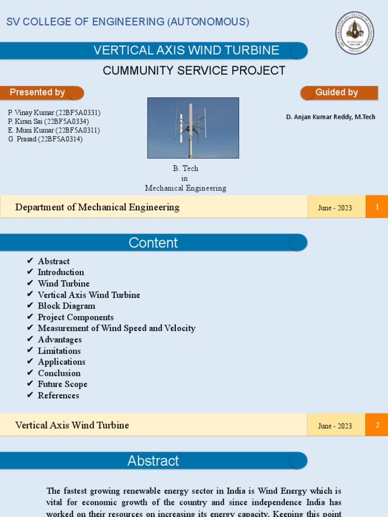Vertical Axis Wind Turbine | PDF | Wind Turbine | Wind Power